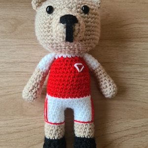Crochet Arsenal Teddy Bear, Customisable Arsenal Football Team Gift ...