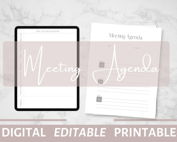 DIGITAL Daily Team Meeting Agenda Printable and EDITABLE PDF - Etsy