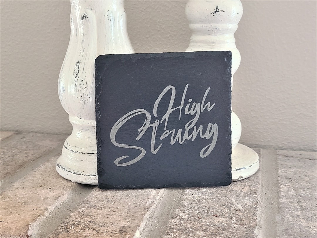 High Strung Designed Square Slate Drink Coaster Set of 4 | Laser ...