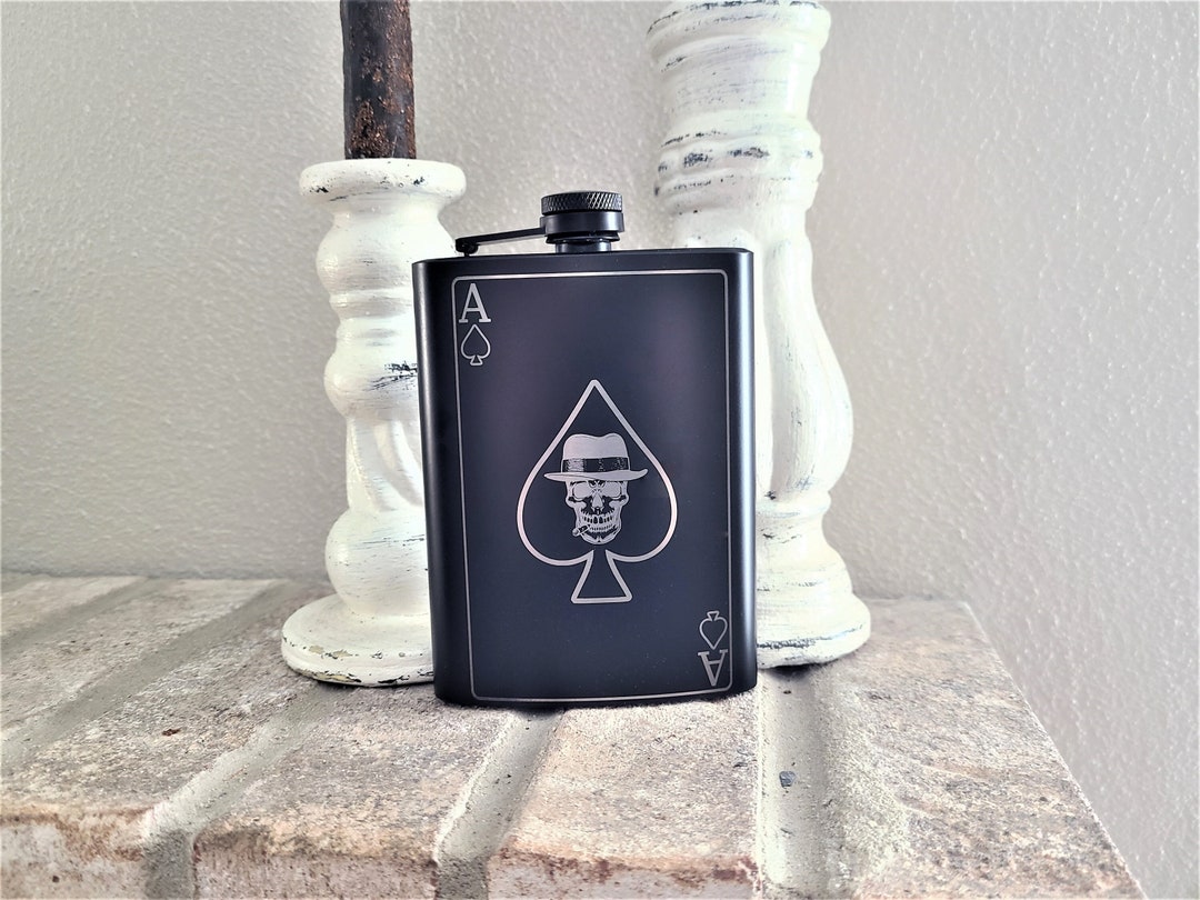 Skeleton Ace of Spades 8 Oz Black Stainless Steel Hip Flask, Gift Ideas ...