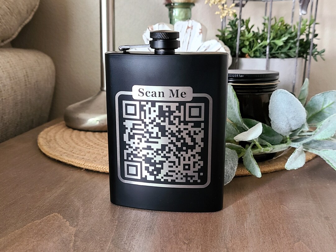 8 OZ Hip Flask Engraved Funny QR Code Scan Me My Plan Design Art ...