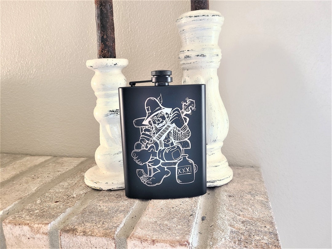 Funny Hillbilly 8 Oz Black Hip Flask | Party Favor| Party Flask ...