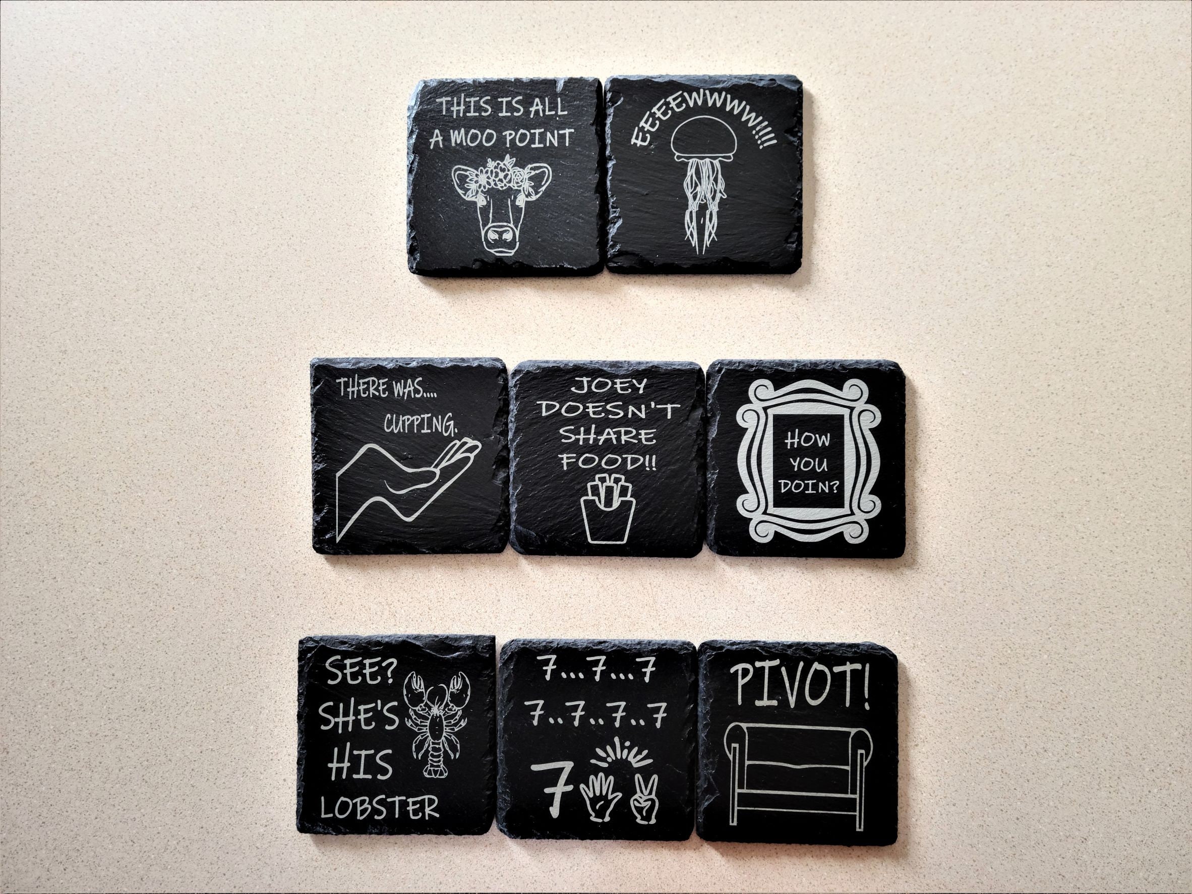 Friends TV Show Inspired Square Slate Coaster Sets Laser - Etsy