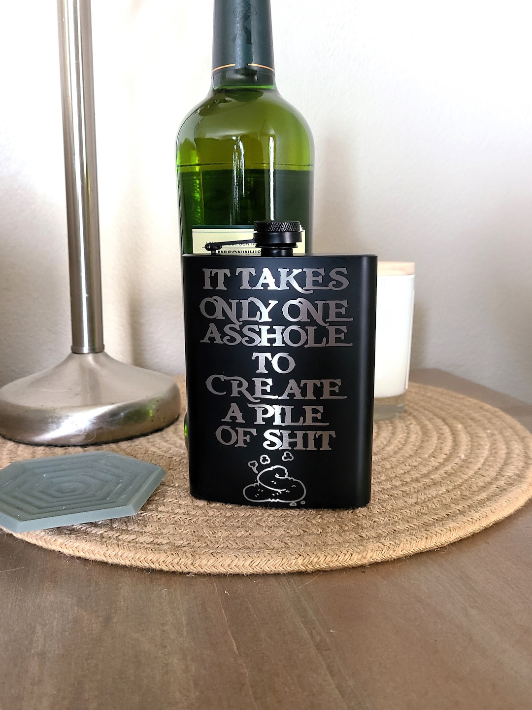 Funny Sarcastic Saying 8 Oz Black Hip Flask | Party Flask | Whiskey ...