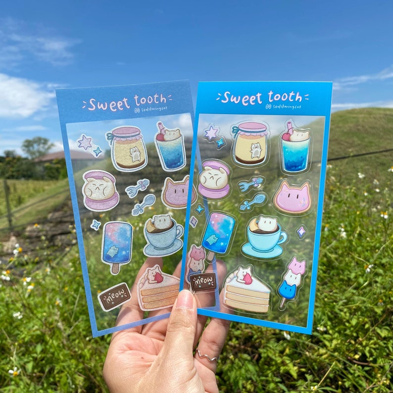 Sweet Tooth Sticker Sheet | the Little White Cat | Clear Waterproof ...