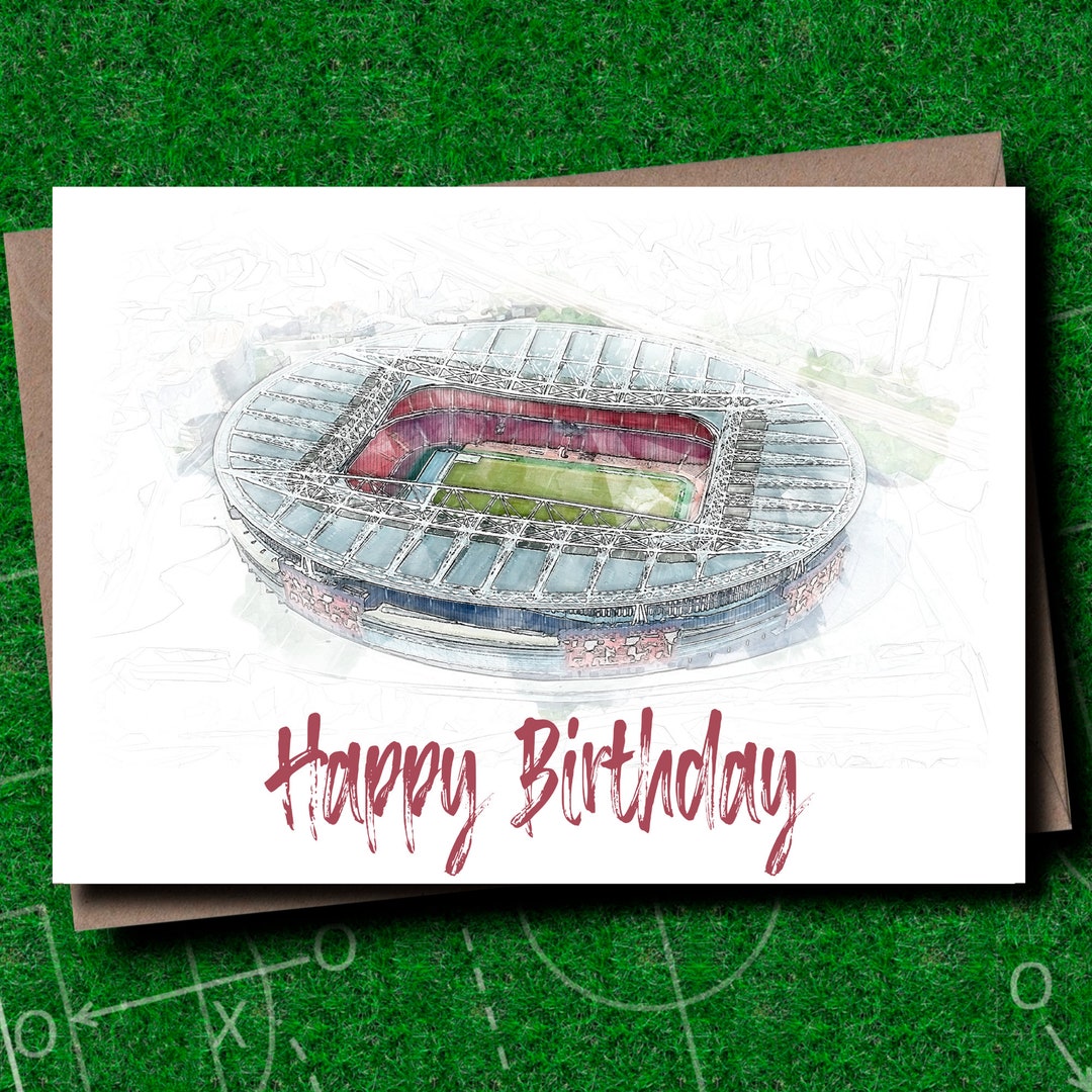 Arsenal FC Birthday Card: Emirates Stadium Watercolor, Personalized - Etsy