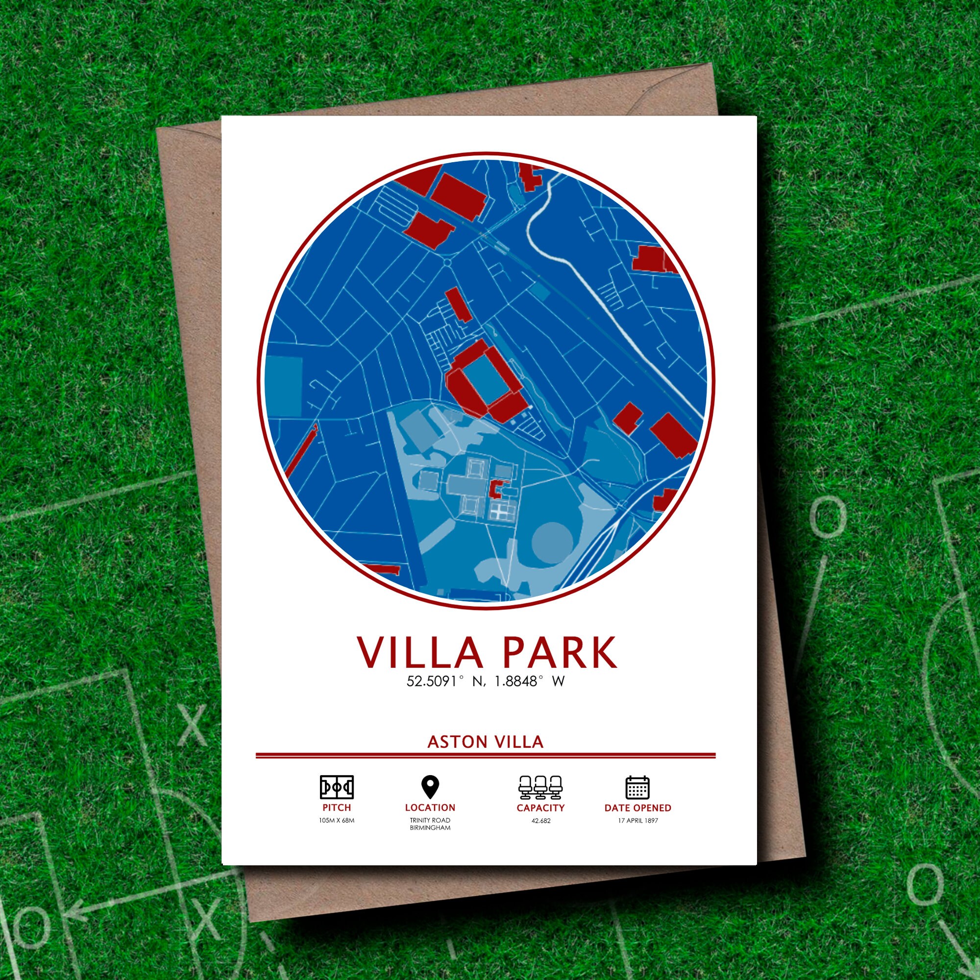 Aston Villa Map Card Villa Park Birthday Card Aston Villa - Etsy UK