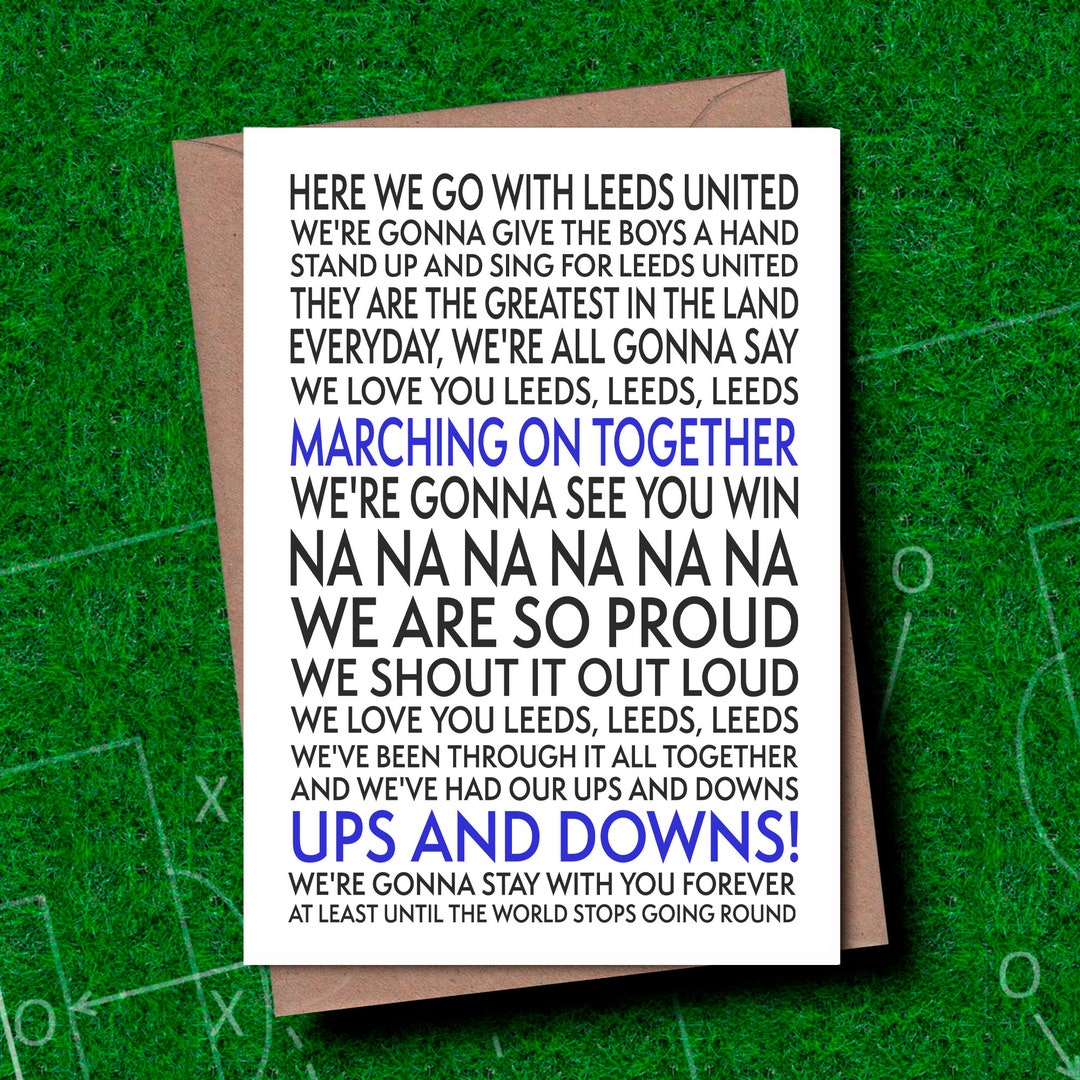Leeds Utd Birthday Card: Football Song Lyrics - Etsy UK
