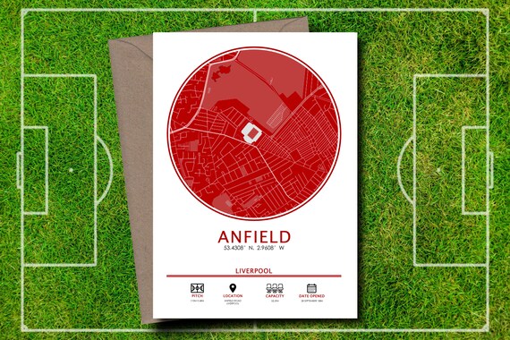 Liverpool Stadium Map Card Anfield Map Card Liverpool - Etsy UK