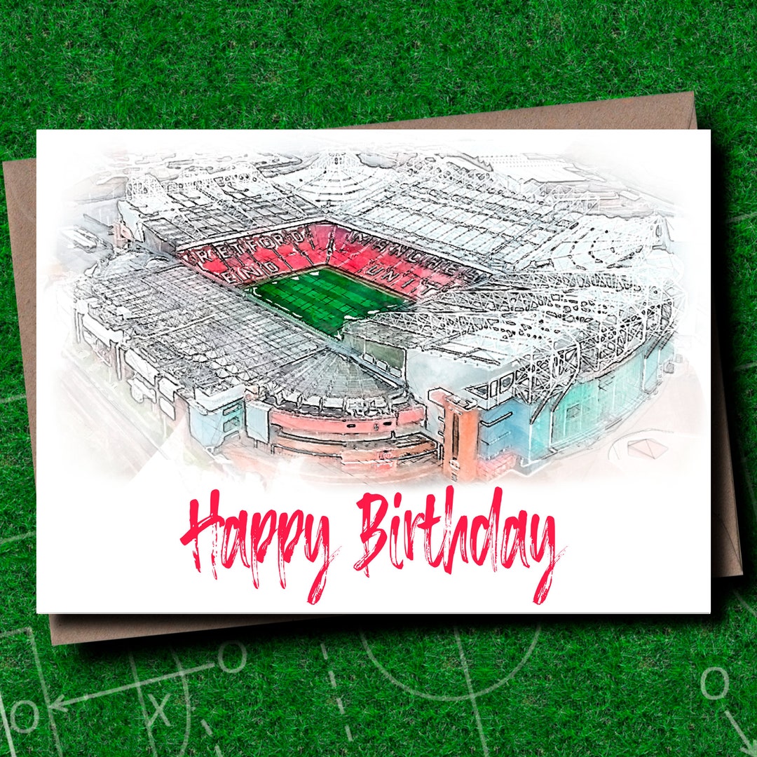 Manchester Utd Birthday Card: Old Trafford Stadium, Personalised - Etsy UK
