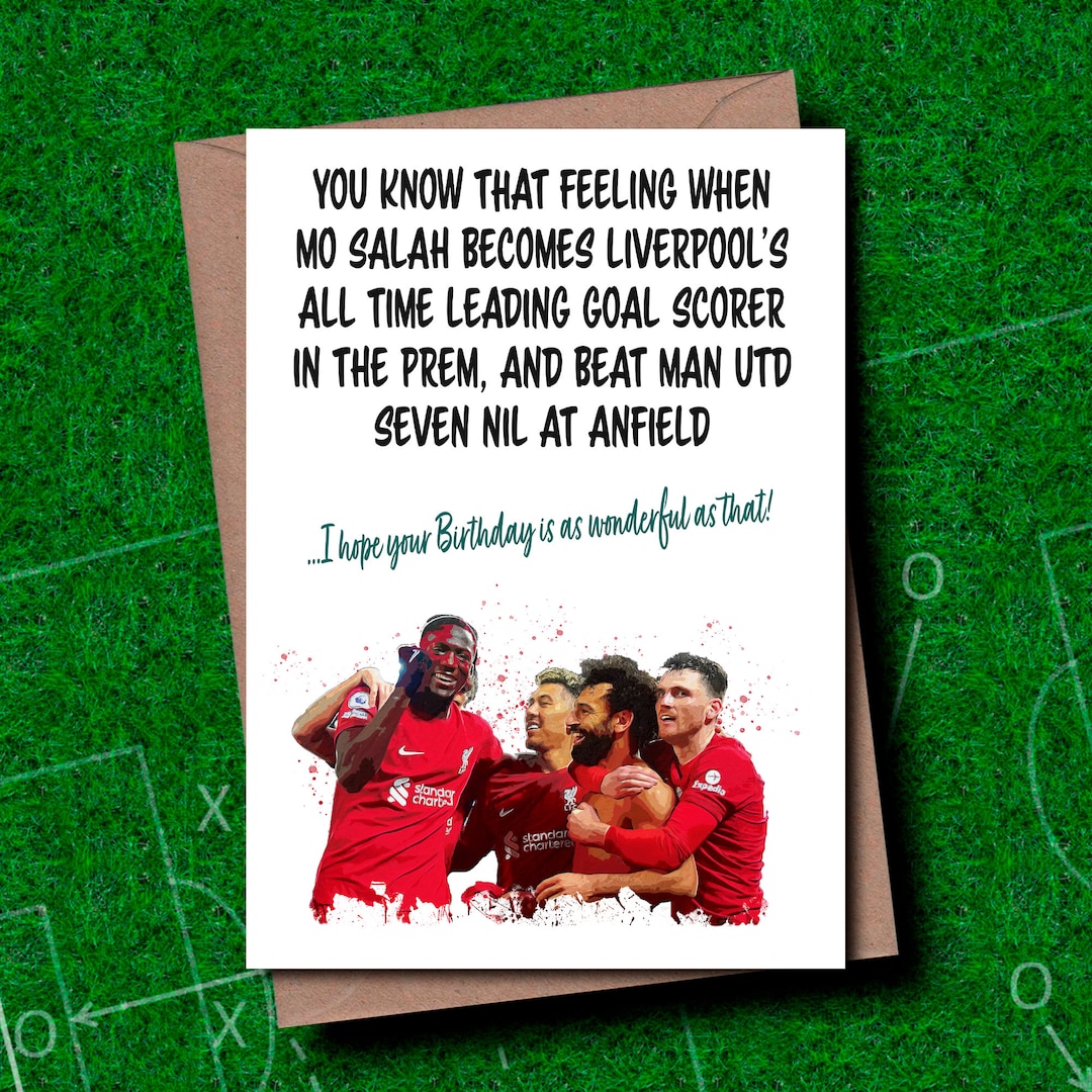 Liverpool 7-0 Birthday Card - Mo Salah - Anfield - Etsy UK