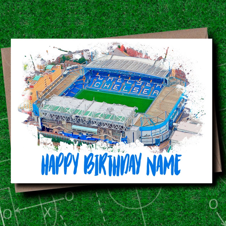 Chelsea FC Birthday Card Stamford Bridge Birthday Card Personalised ...