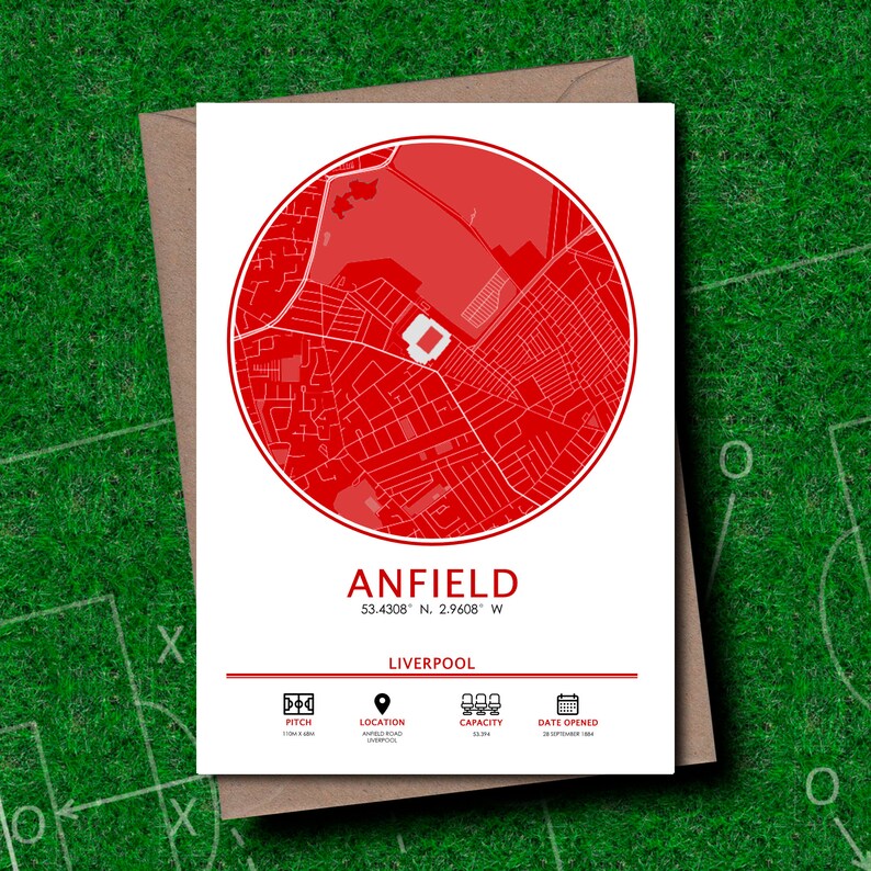 Liverpool Stadium Map Card Anfield Map Card Liverpool - Etsy UK