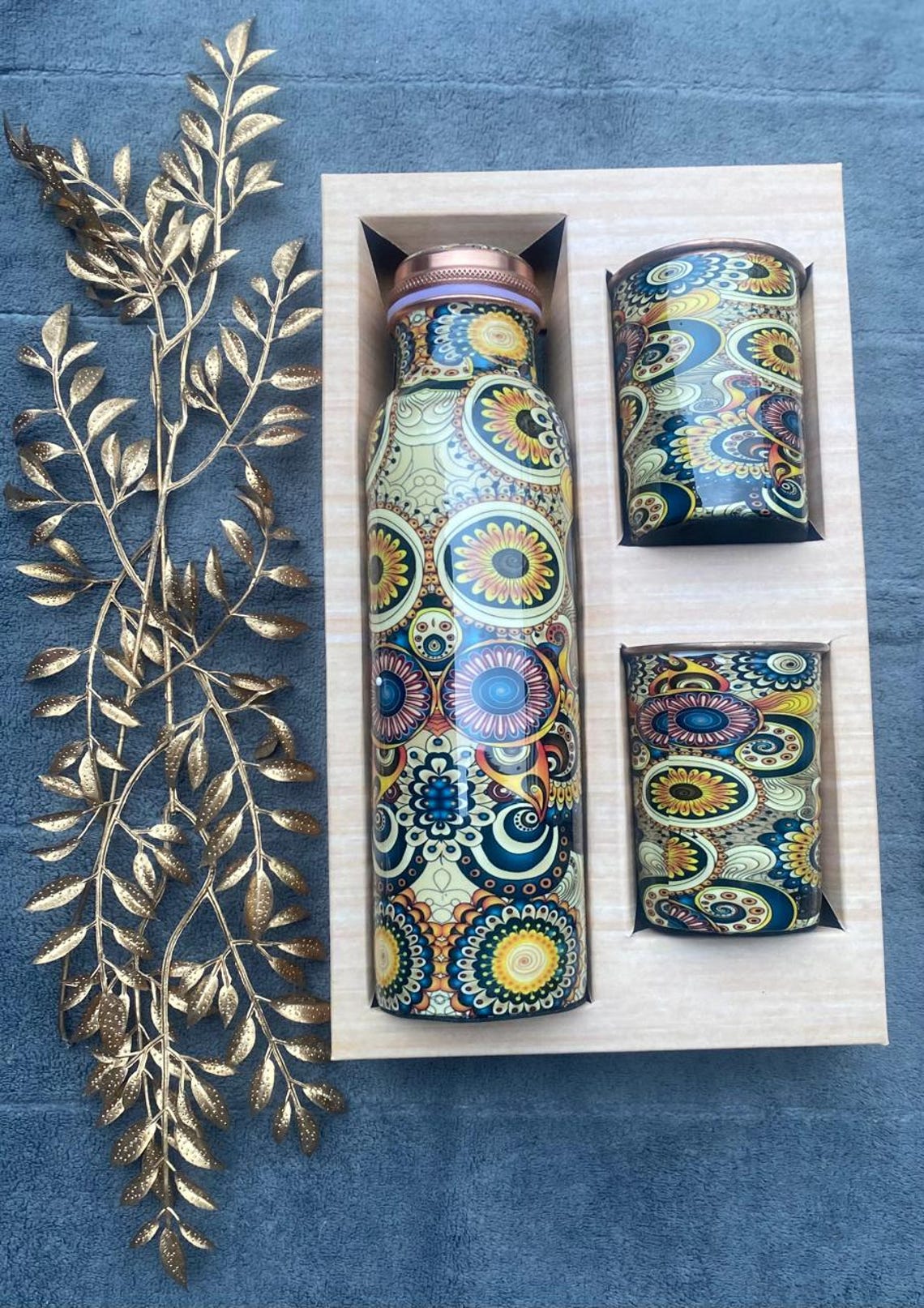 Ayurvedic Flow: Copper Water Bottle Set (with Copper Glasses) for ...