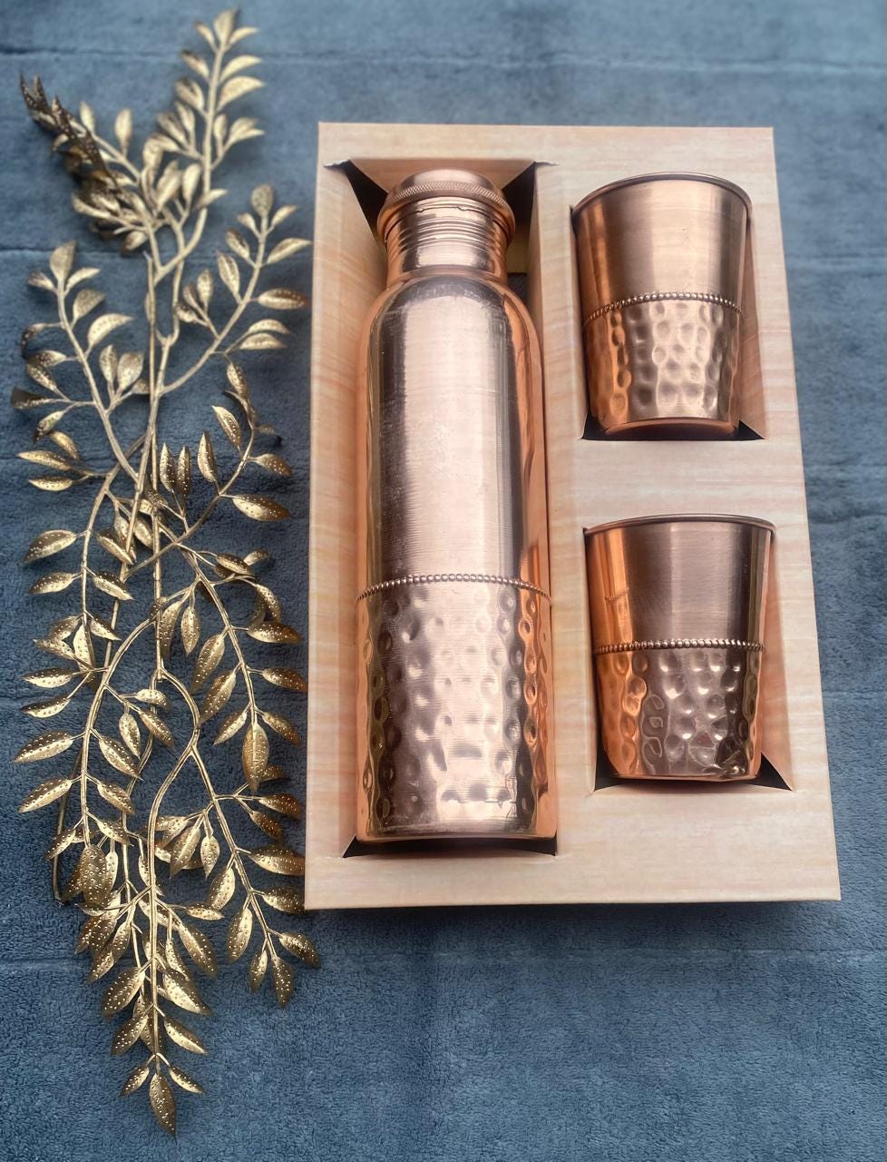 Ayurvedic Flow: Copper Water Bottle Set (with Copper Glasses) for ...