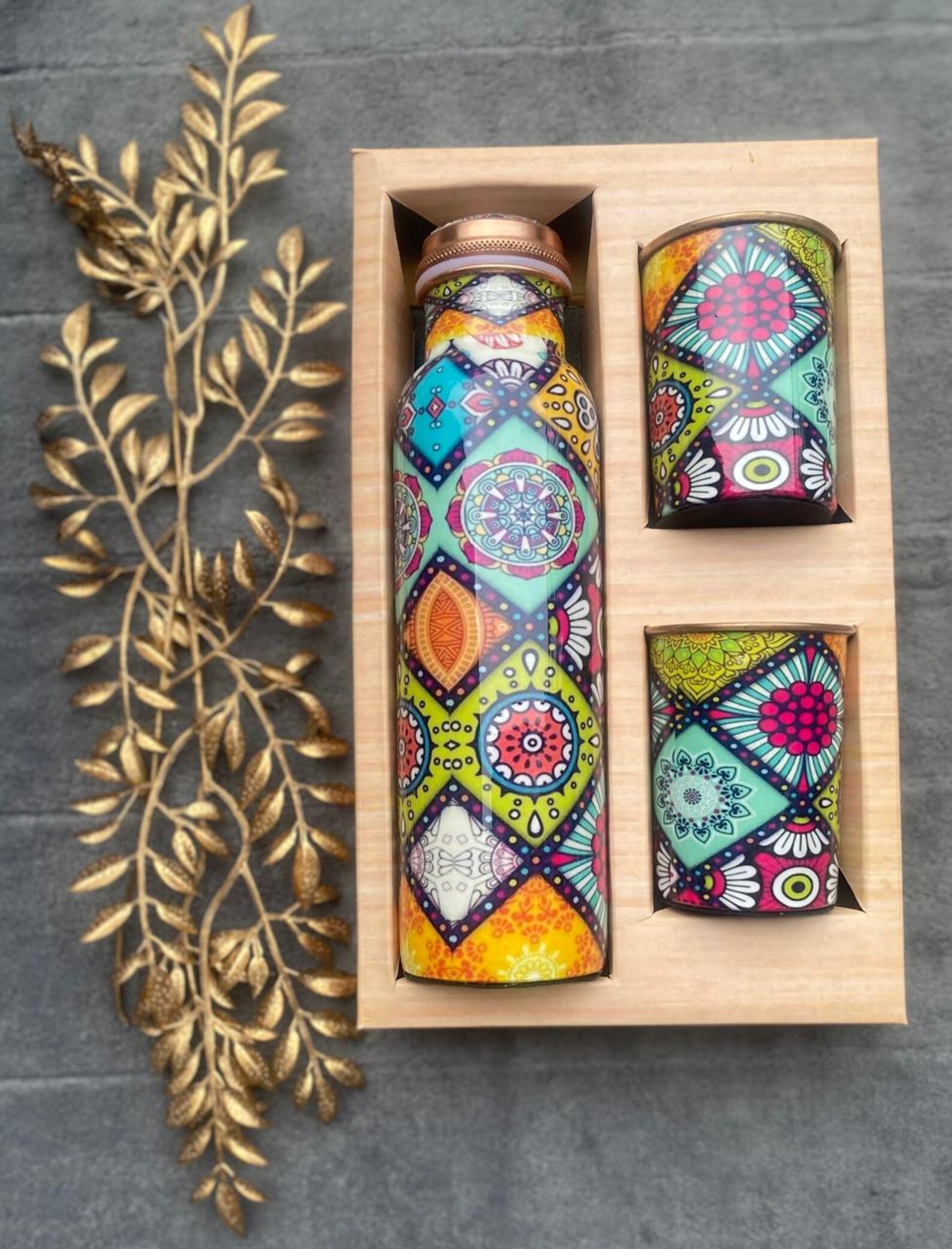 Ayurvedic Flow: Copper Water Bottle Set (with Copper Glasses) for ...