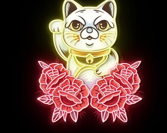 Led Neon Maneki Neko - Etsy