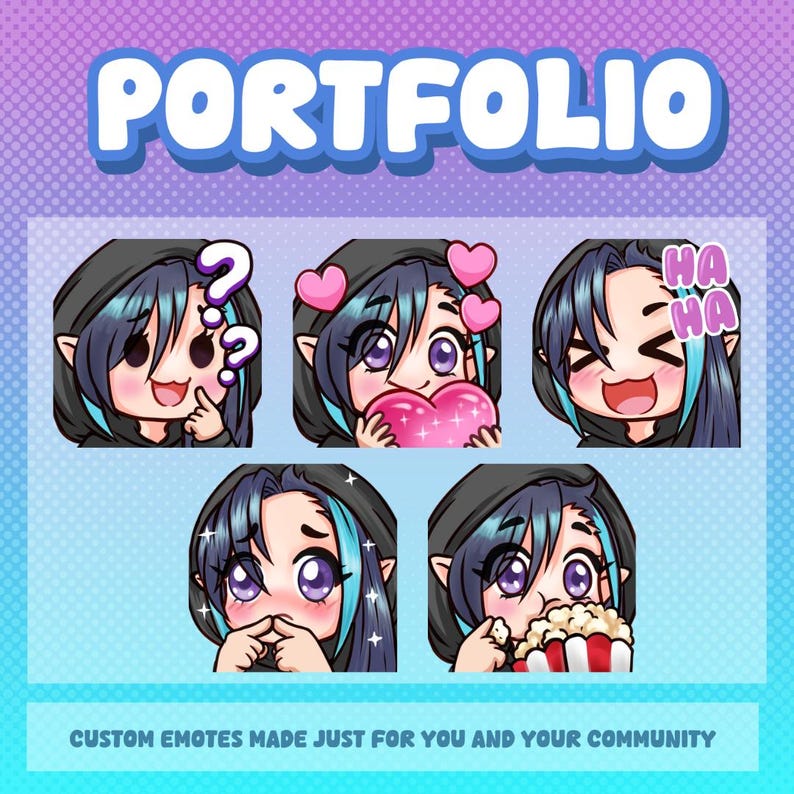 5 Custom Emotes for Twitch, Discord & Youtube | Chibi Style | Hand ...