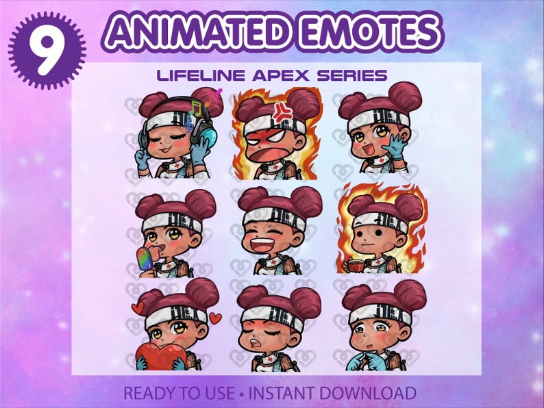 9 Cute Animated Emotes Lifeline Apex Series High Quality Instant ...