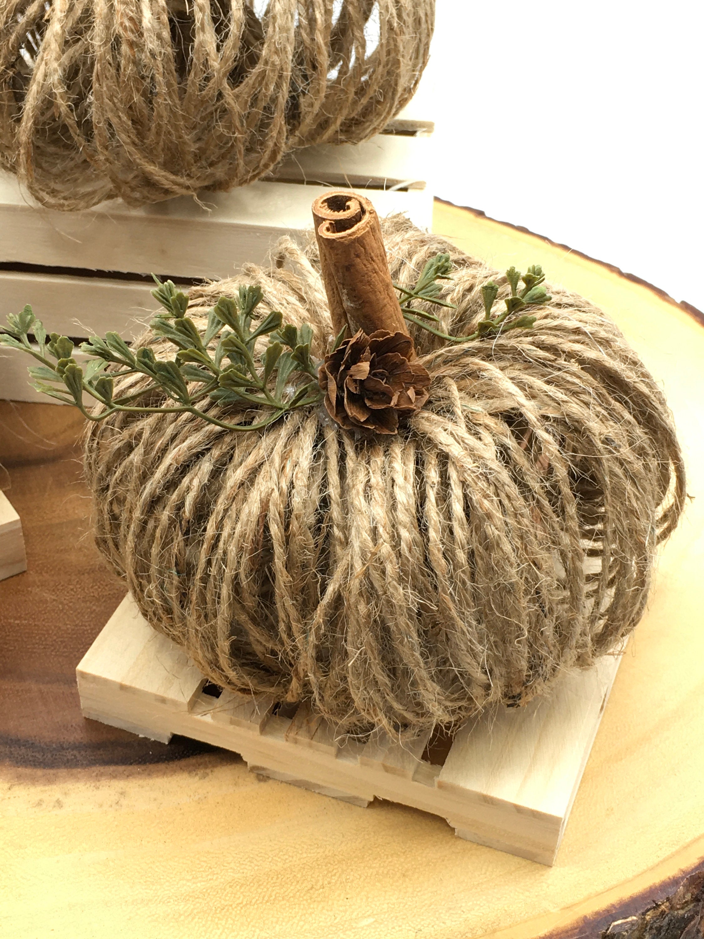 Trio of Rustic Twine Pumpkins (3 Pack) - Etsy