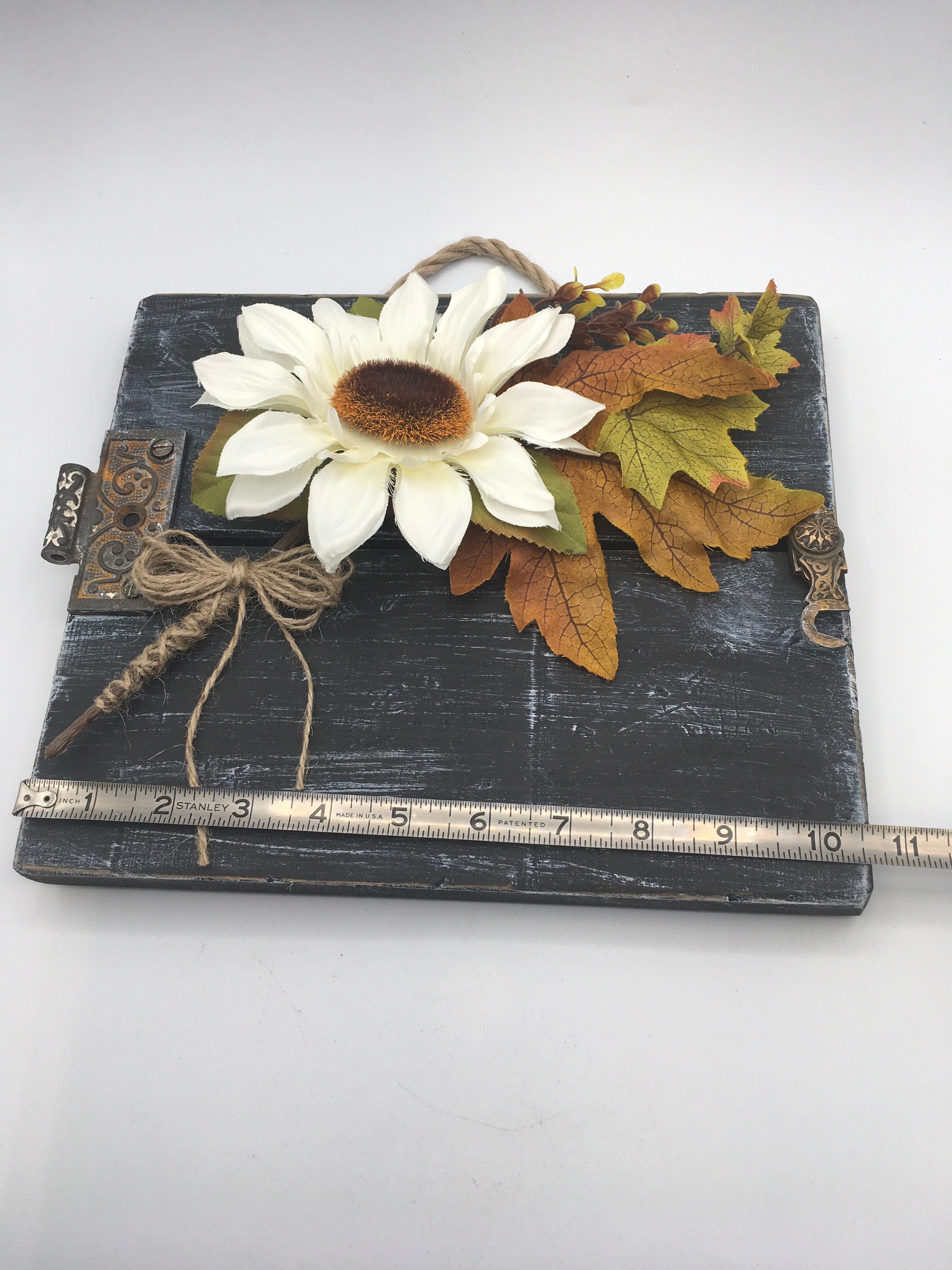 Rustic Autumn Themed Solid Wood Wall Decor Antique Hardware Sunflower ...