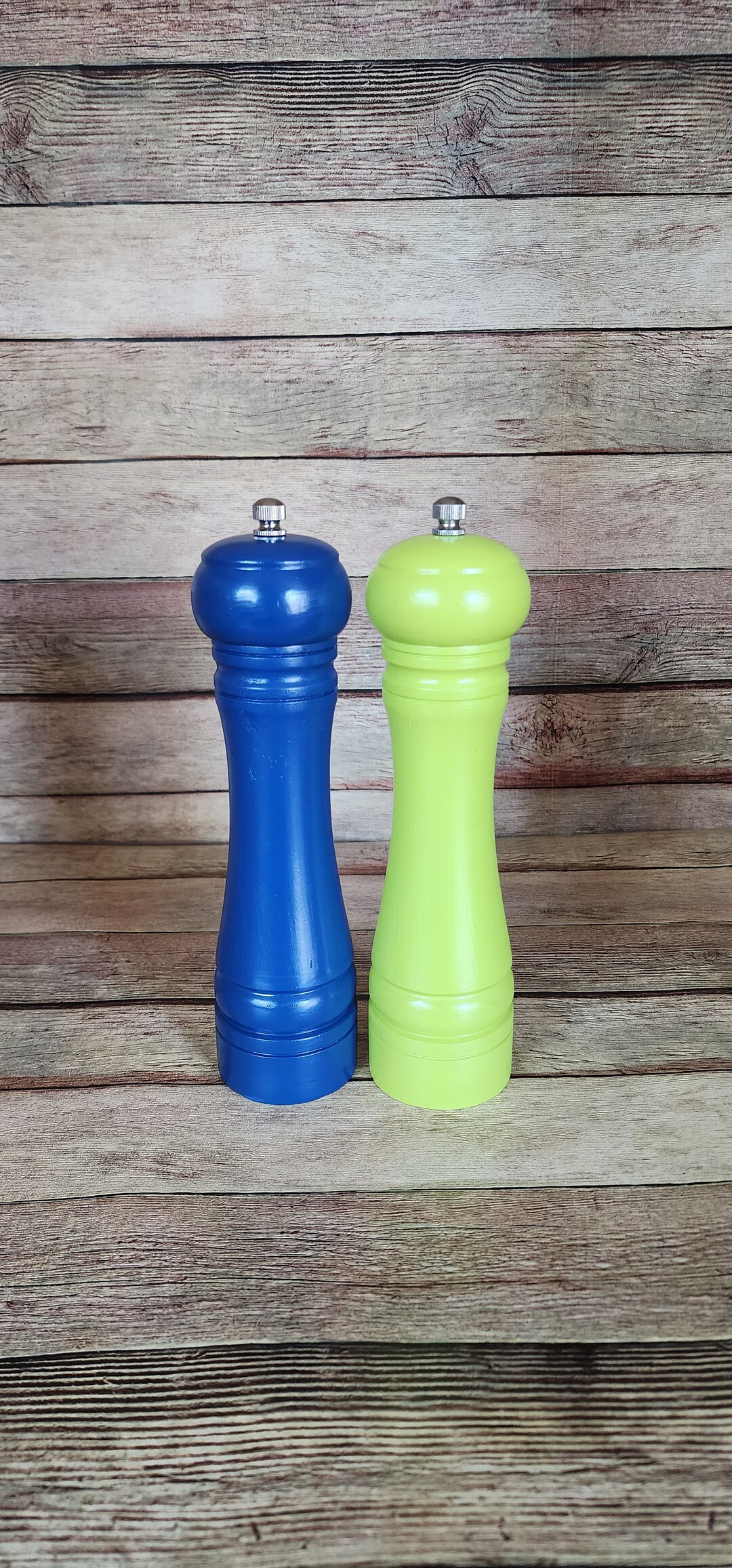 8" Lime Green and Royal Blue Salt and Pepper Grinder/shaker/mill /2ct ...