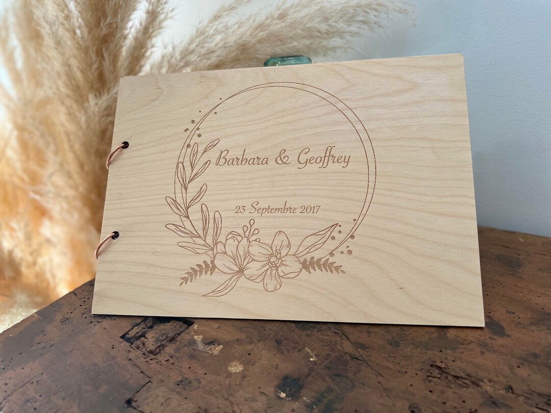 Guest Book / Wedding / Baptism / Guest Book / Wood Booklet / Workbook ...