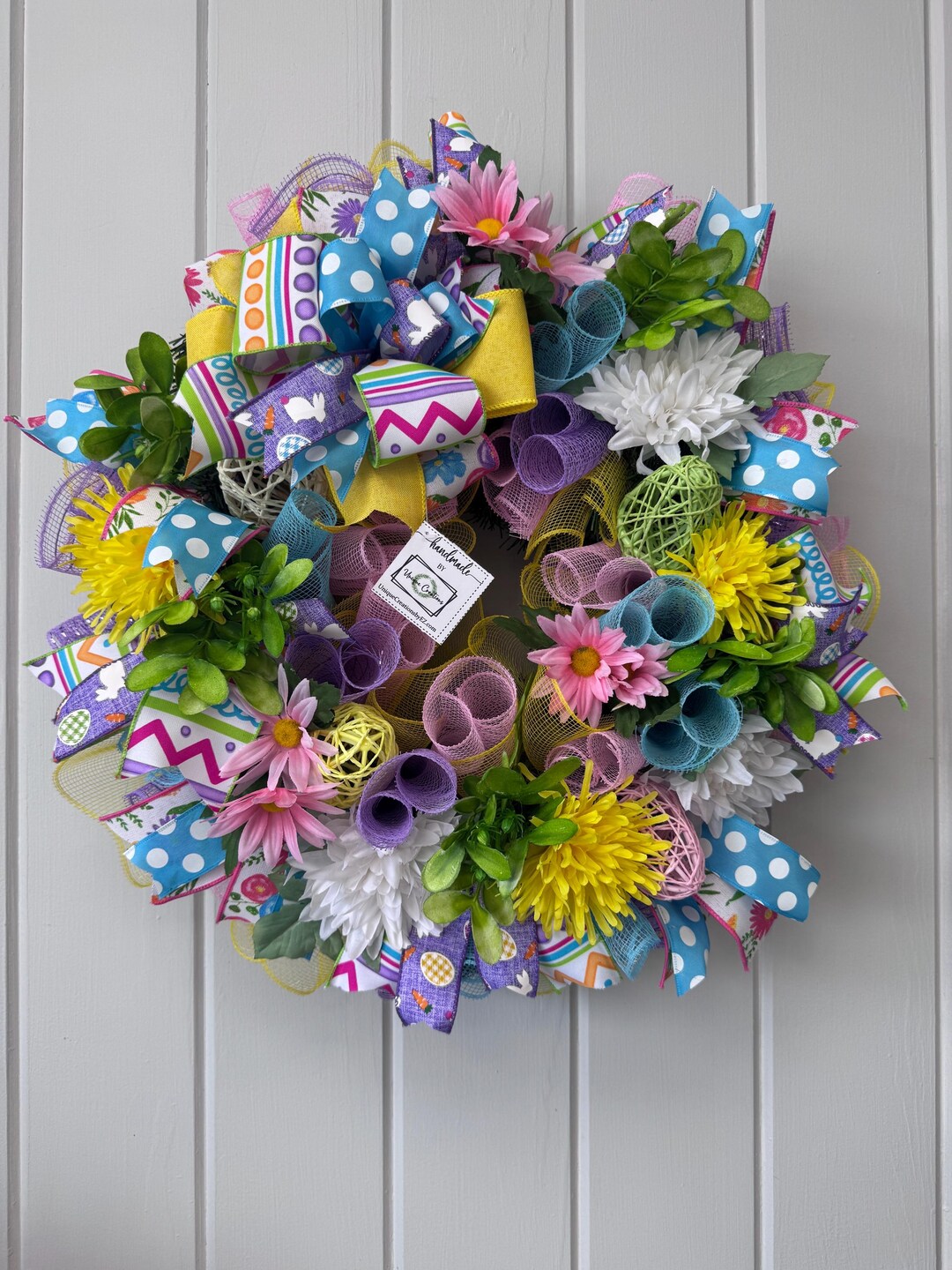 Easter Mesh Wreath, Easter Wreath, Easter Decor, Easter Pastels Decor ...