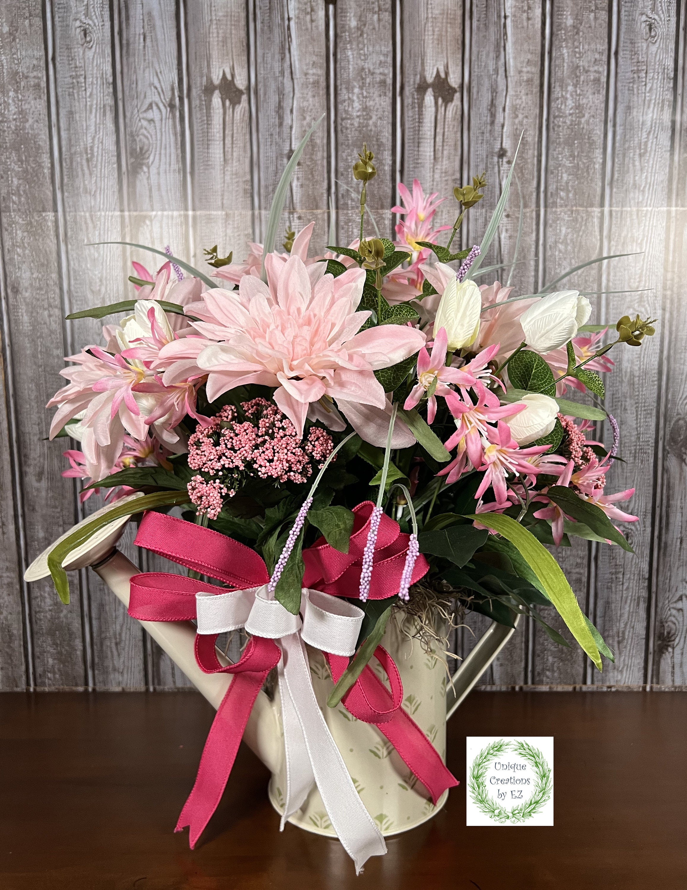 Floral Pitcher, Spring Pitcher, Pink Dahlia Flowers, Pink Floral ...