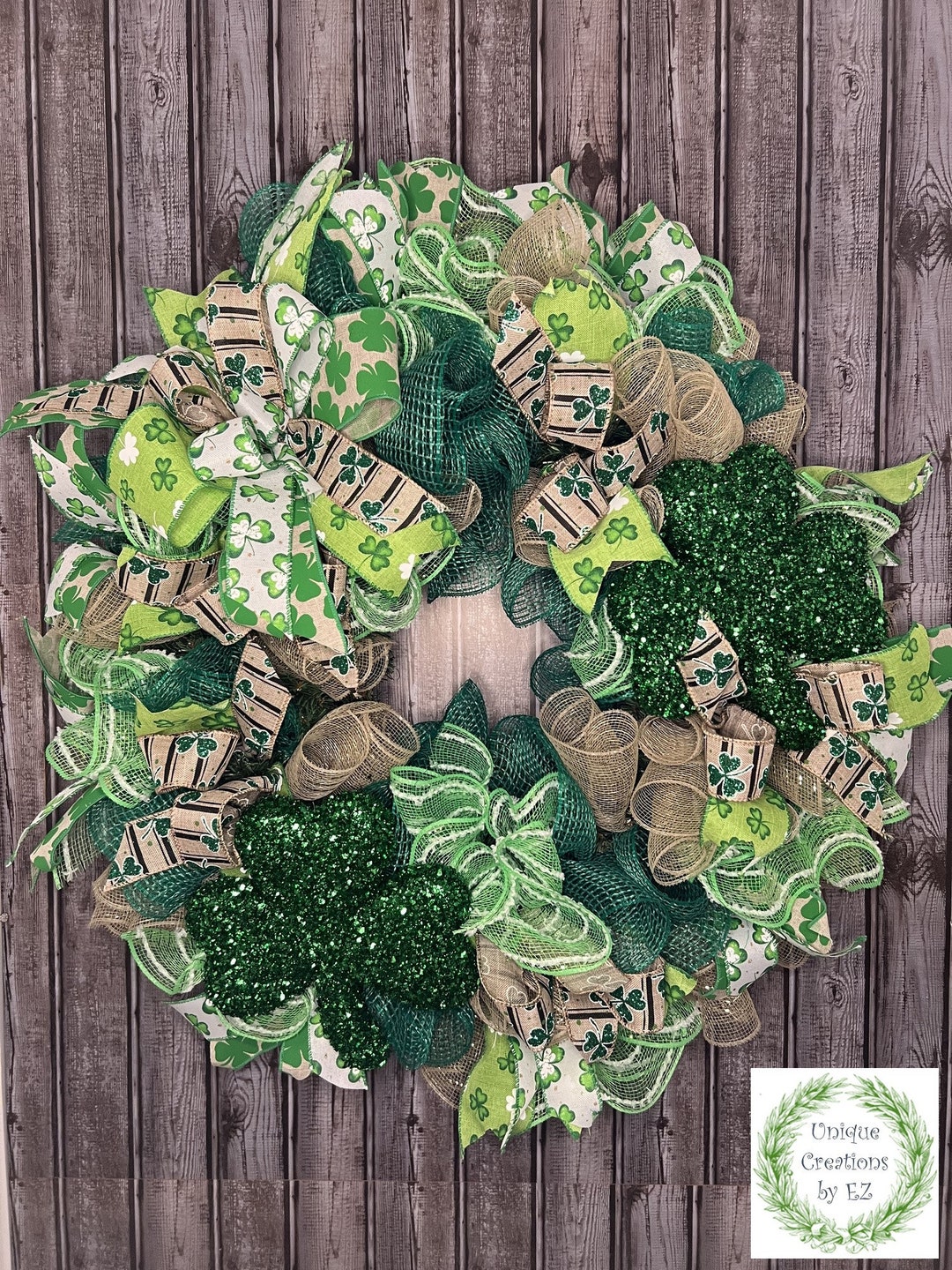 Saint Patick's Mesh Wreath, Shamrock Wreath, Leprechaun Themed Wreath ...