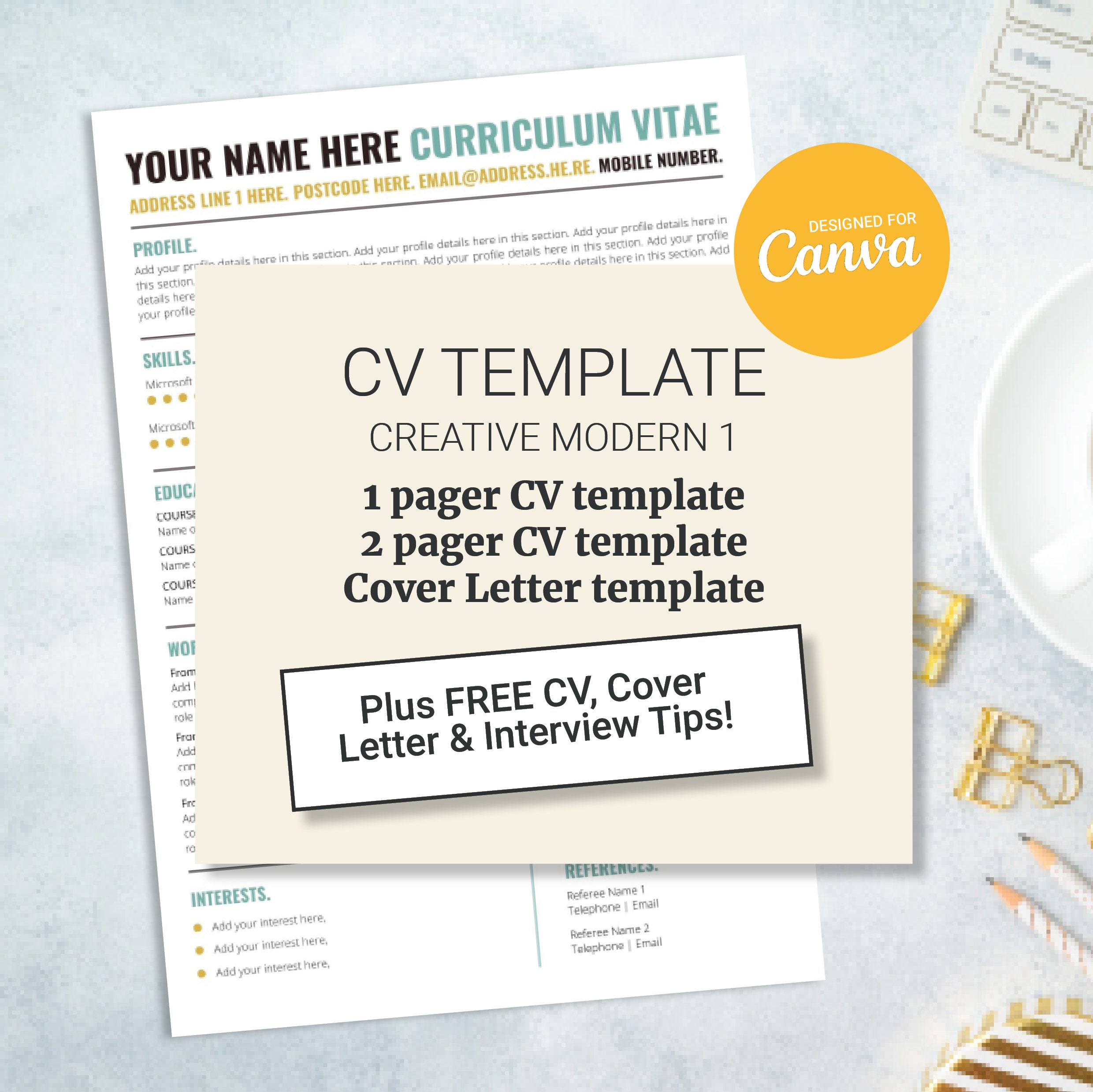 CV Template Canva, Creative Cv Template, Marketing Resume, CV Template ...