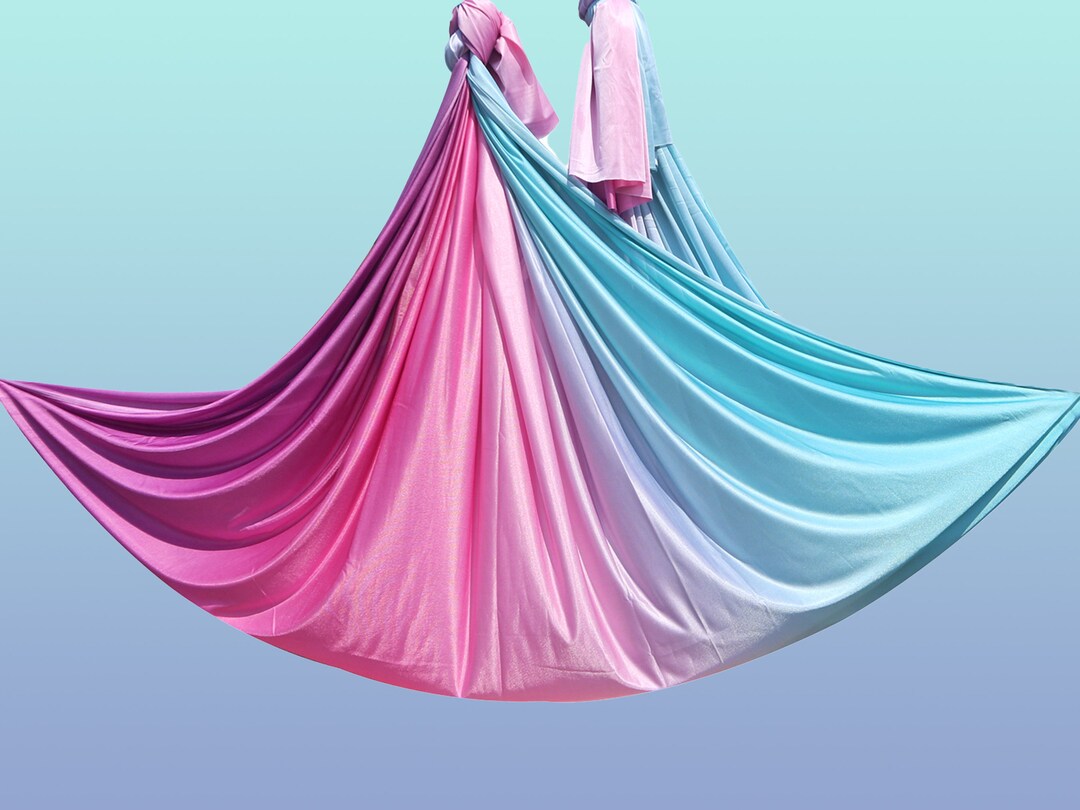 Aerial Yoga Hammock Kits Medium Stretch Aerial Silks Pink Blue Gradient ...
