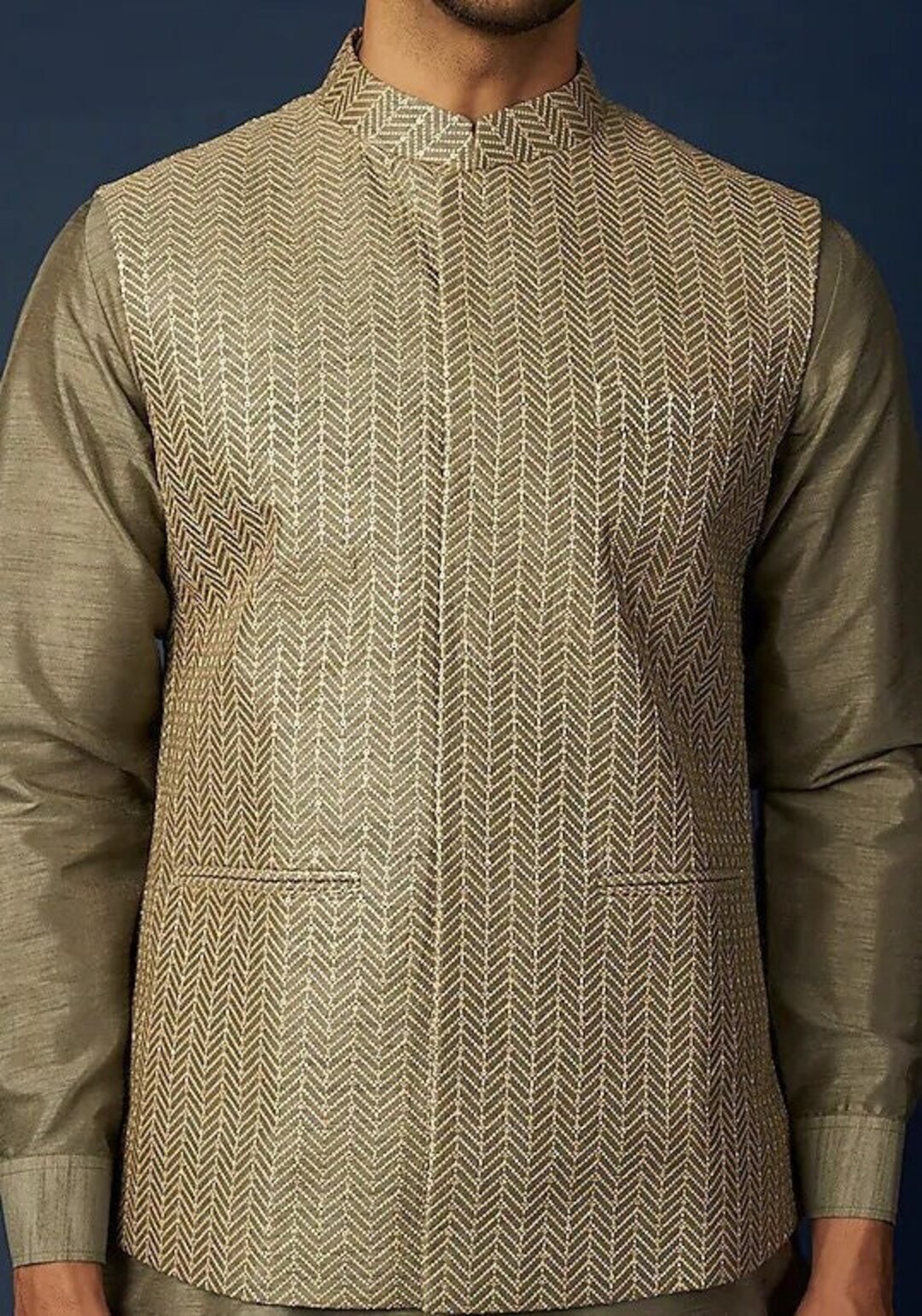 Hand Made Chocolate Silk Fabric Embroidery Men's Wedding Wear Waistcoat ...