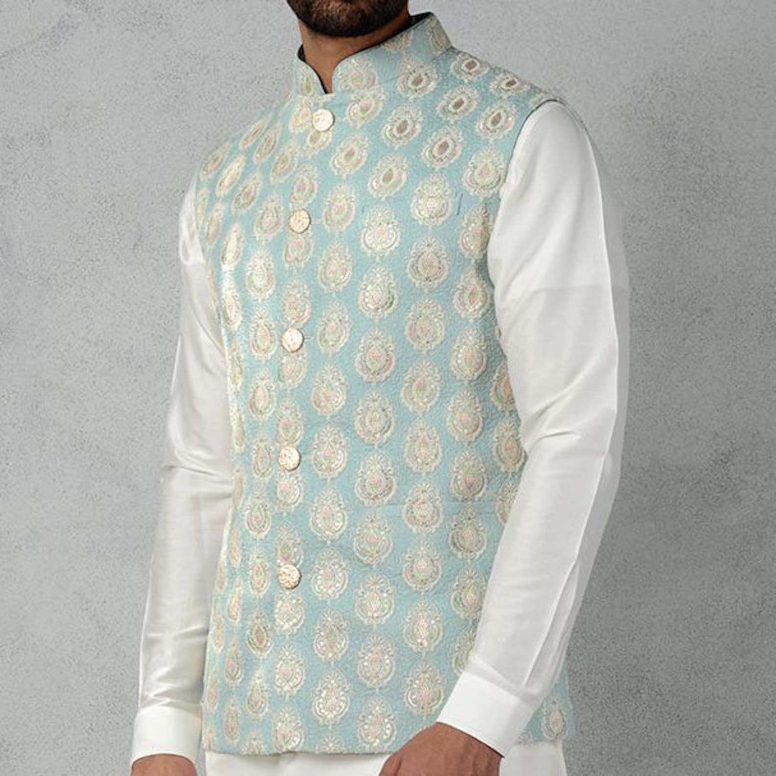 Hand Made Custom Fit Sequence Embroidery Men's Indian Wedding Wear ...