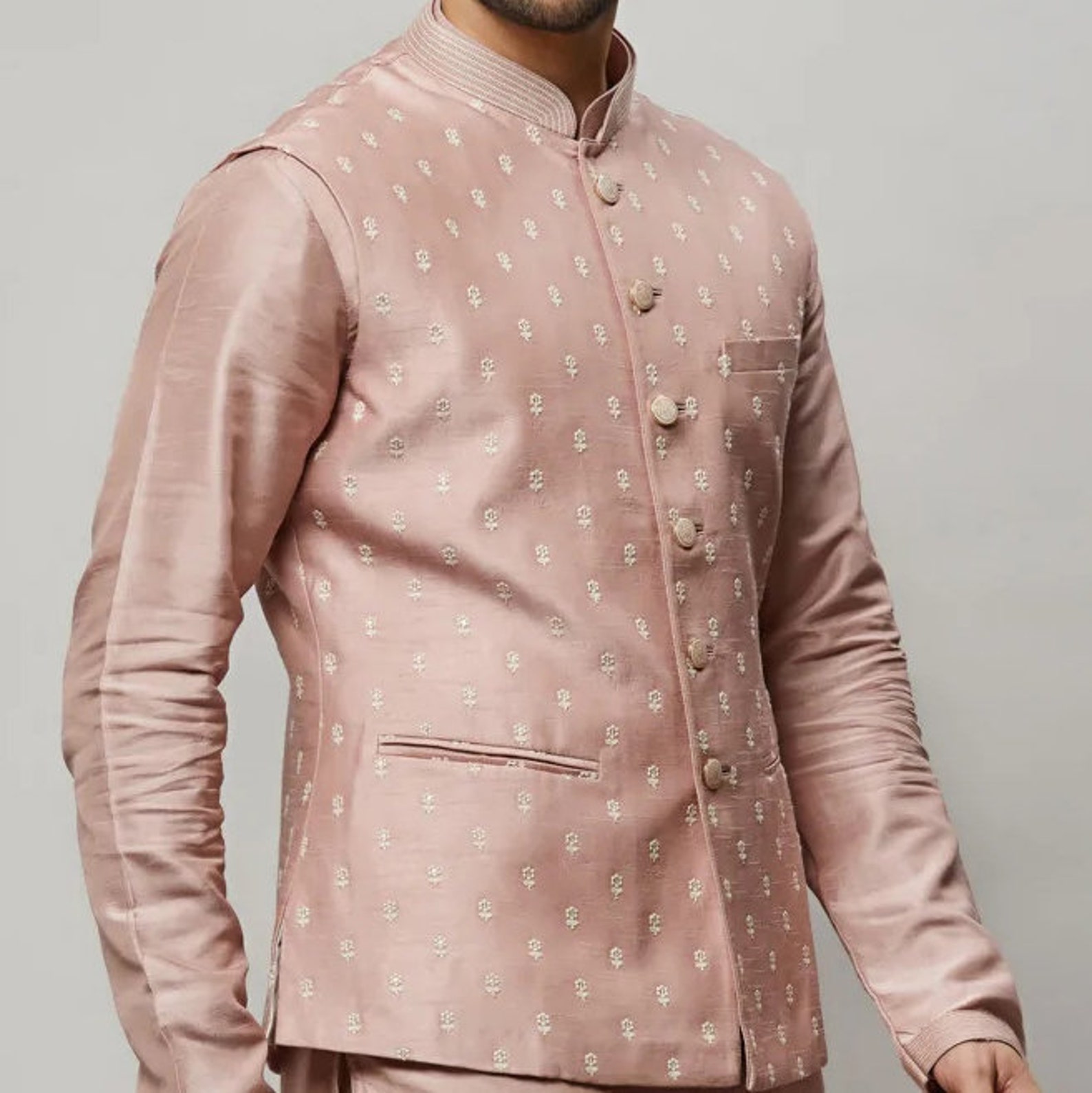 Hand Made Custom Fit Cotton Embroidery Men's Indian Wedding Wear ...