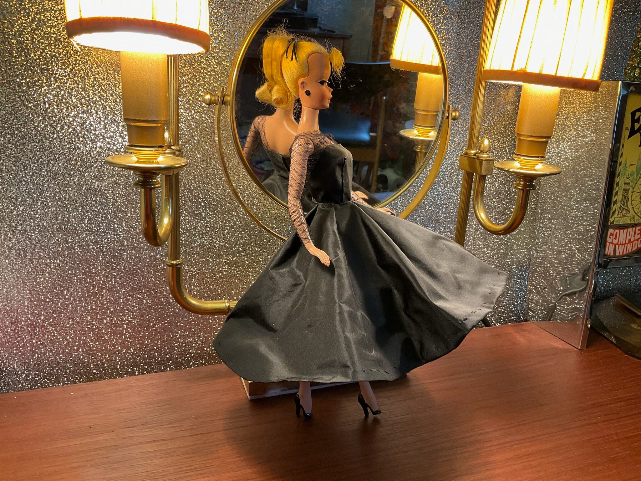 Adorable Black Silk Formal Dress Small and Large Bild Lilli Doll No ...