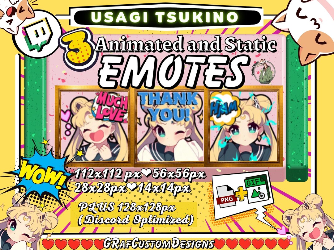 V-tuber Emote Animated Gif's and Static Emote Png's, Twitch Streamer ...