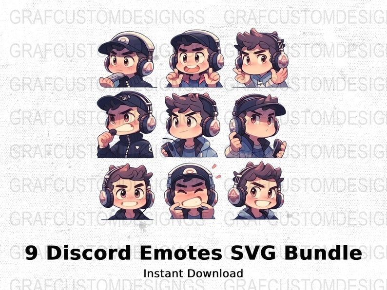 9 Discord, Twitch Emote Scalable SVG Cut Files Bundle, Twitch Streamer ...