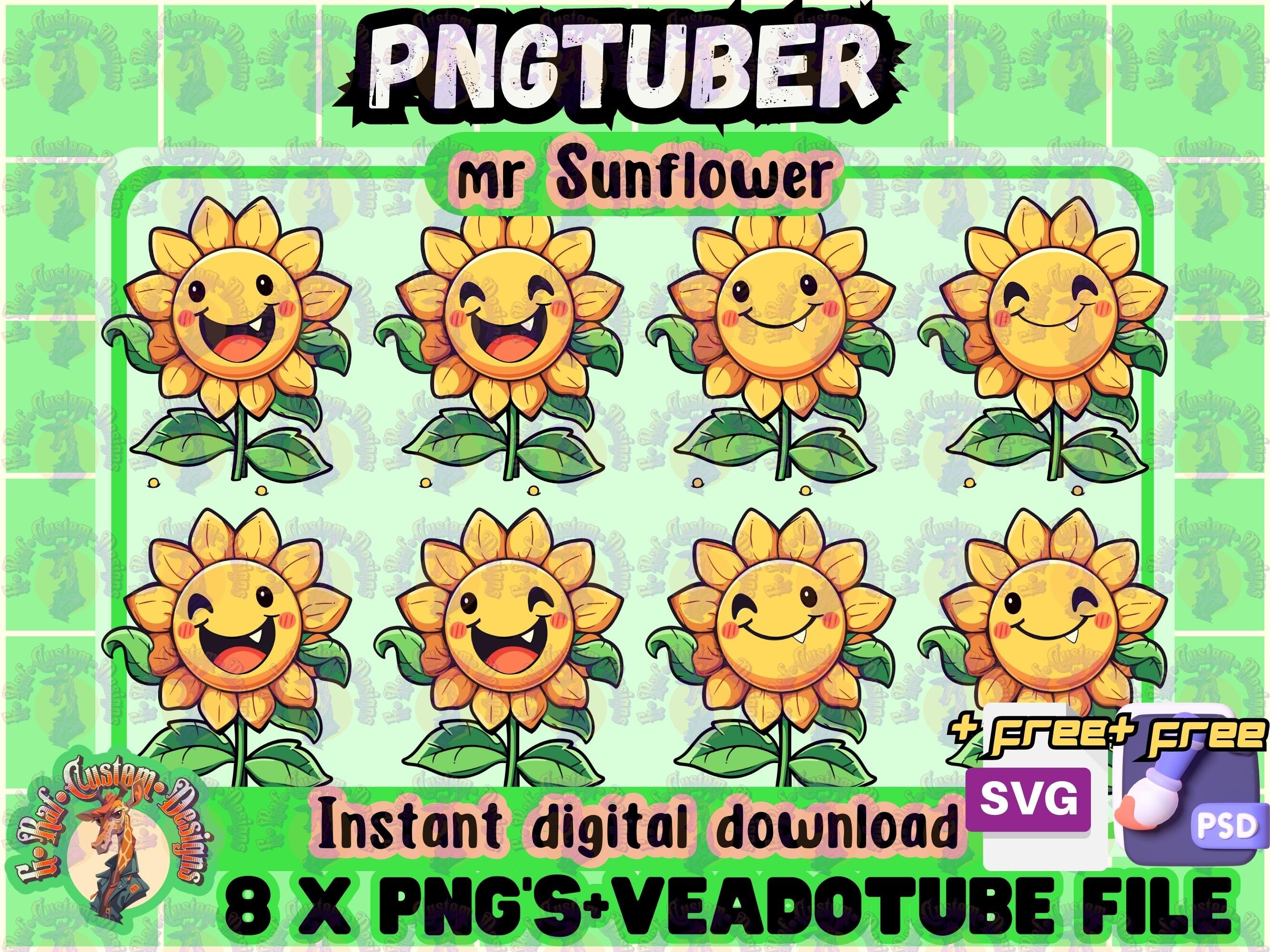 Kawaii Anime Sunflower Vtuber Avatar | Ready-to-use Pngtuber for Twitch ...