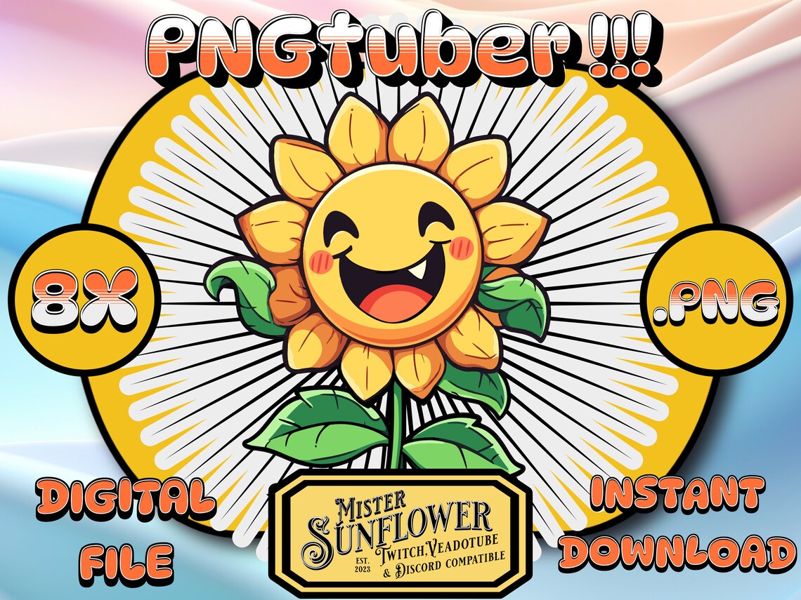 Kawaii Anime Sunflower Vtuber Avatar | Ready-to-use Pngtuber for Twitch ...