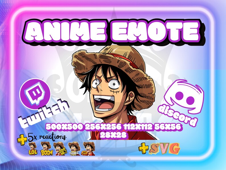 Twitch Anime Emote PNG, Ready to Use Vtuber Emoji SVG, Streamer Discord ...