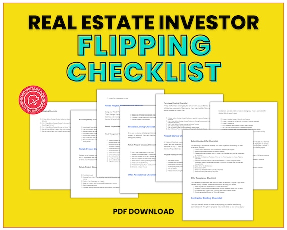 Real Estate Investor Flip Deal Checklist - Etsy