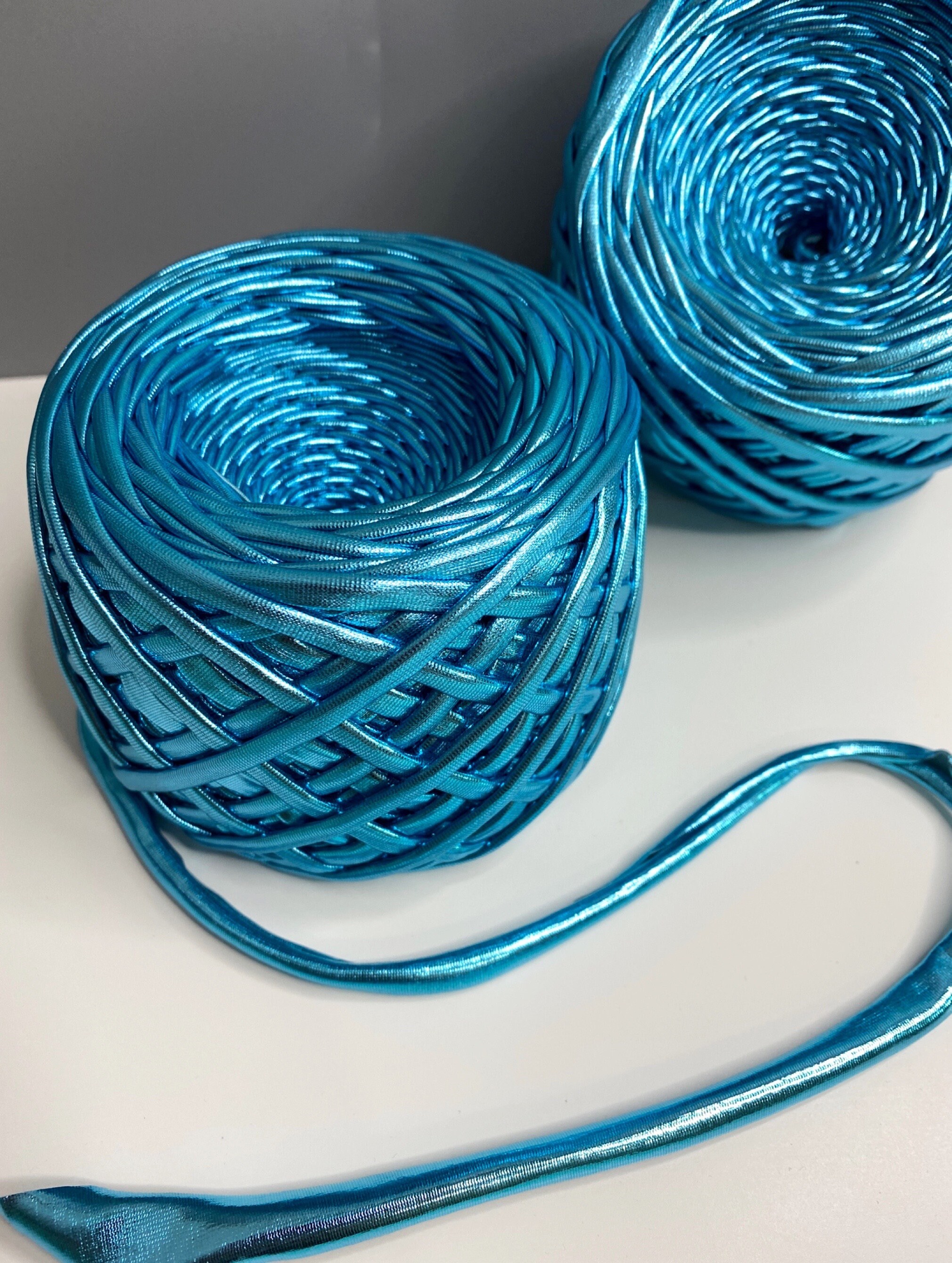 Metallic LIGHT BLUE Yarn Premium Glossing Thread Knitting - Etsy