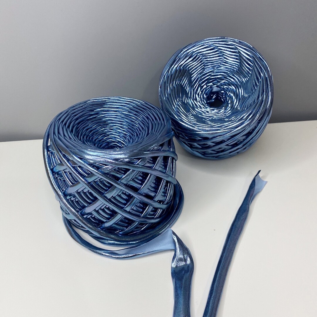 Metallic Gray Blue Yarn Premium, Glossing Thread, Knitting Yarn ...