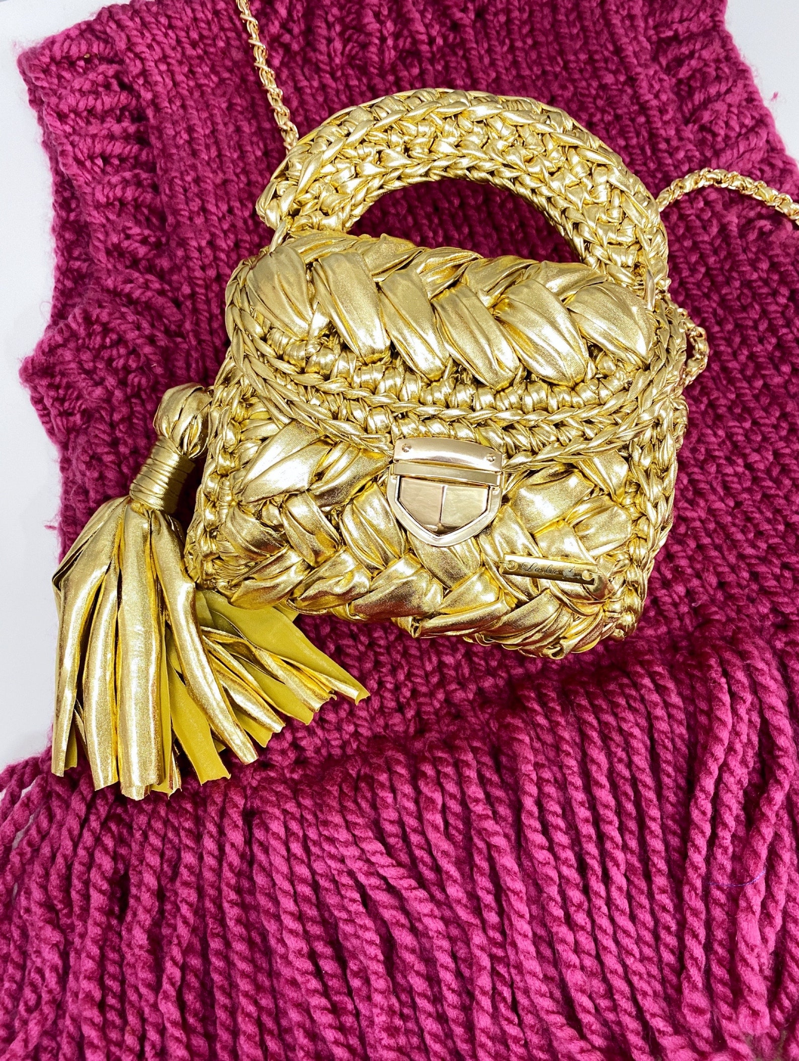 Metallic Gold Yarn Premium, Glossing Thread, Knitting Yarn, Metallic ...