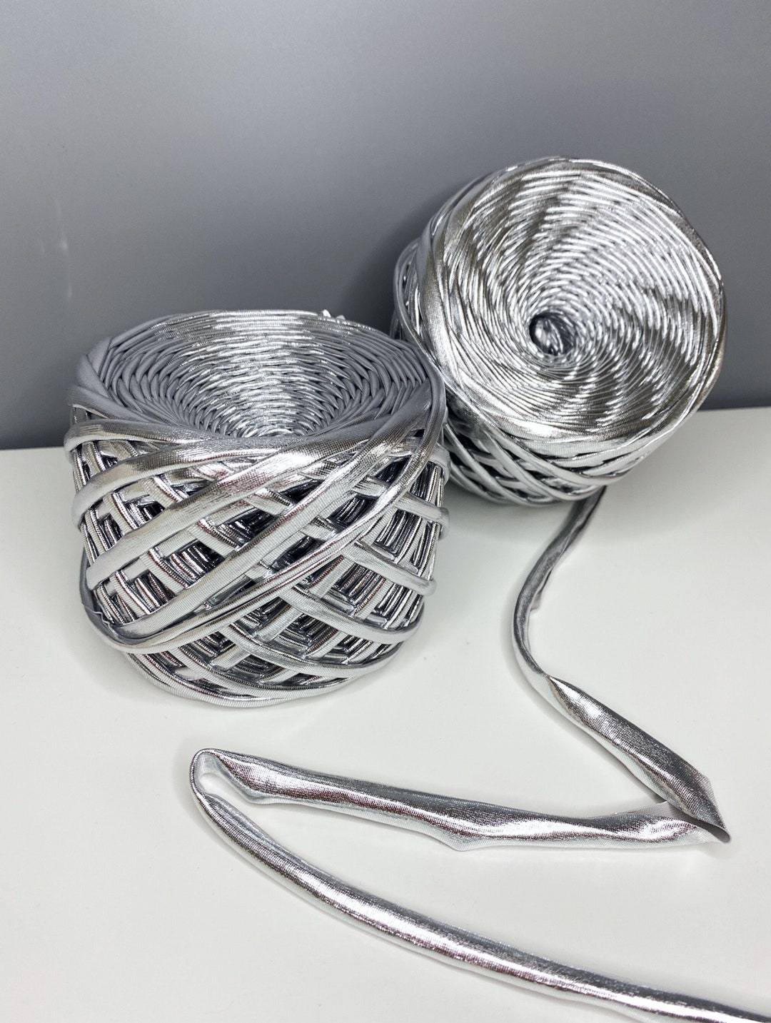 Metallic Silver Yarn Premium, Glossing Thread, Knitting Yarn, Metallic ...