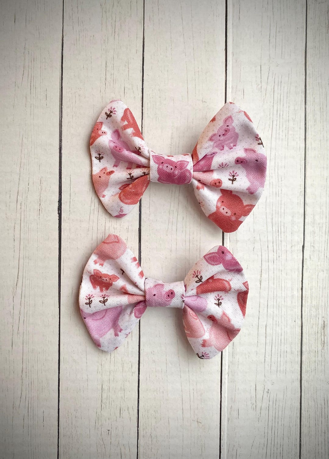 Pigtail Bow Set With Farm Piggies Design - Cute Toddler Hair Clips - Etsy