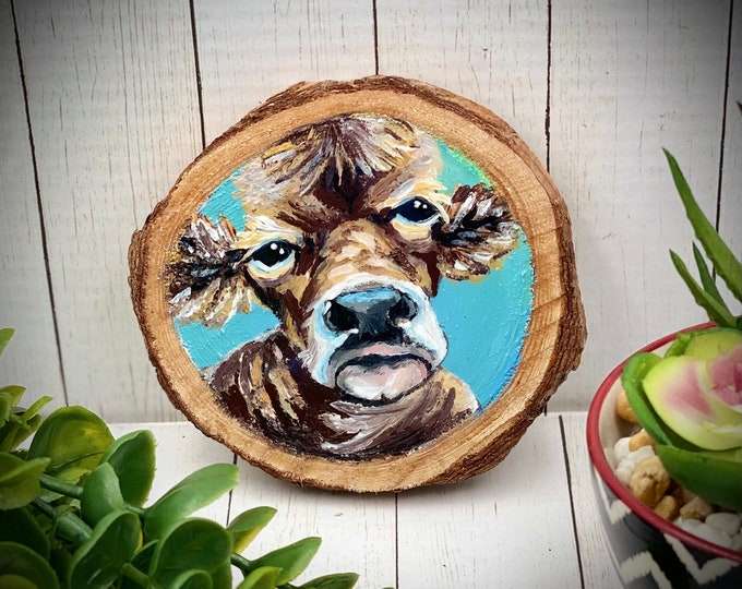 Cow on Wood Slice, Tree Slice Art, Farmhouse Artwork - Etsy