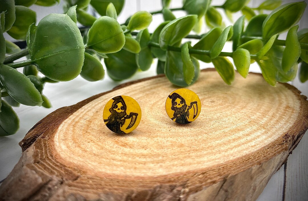 Grim Reaper Stud Earrings Halloween Earrings Gothic Earrings - Etsy