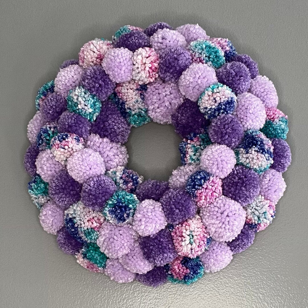 Pom Pom Wreath- 13 In.- Any Color!! - Etsy